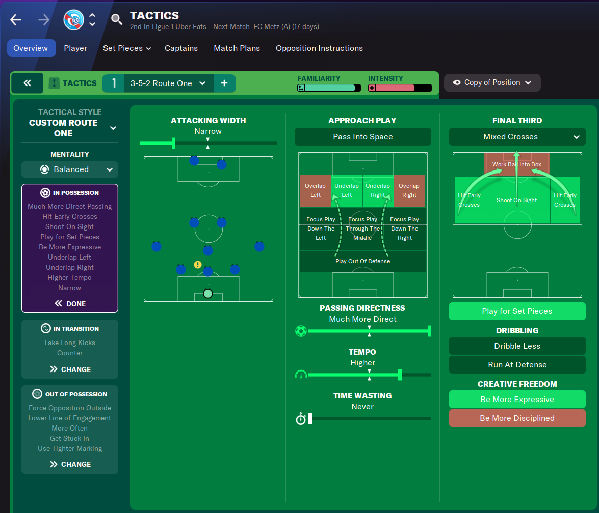 My Solid 3-5-2 Custom Route One Tactic with RC Strasbourg in FM22 ...
