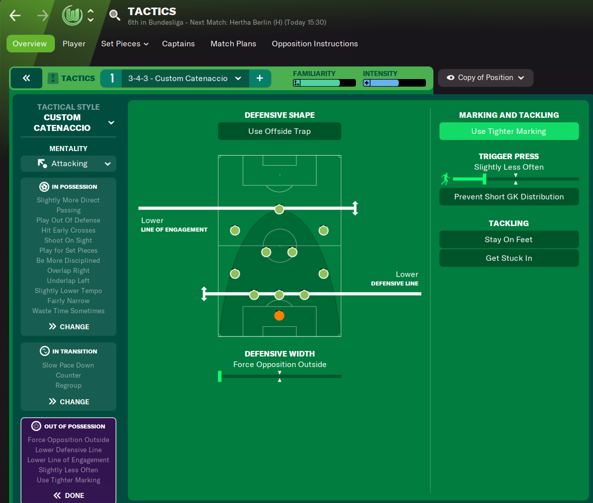 My Best Custom FM22 Catenaccio 3-4-3 Tactic with VFL Wolfburg ...