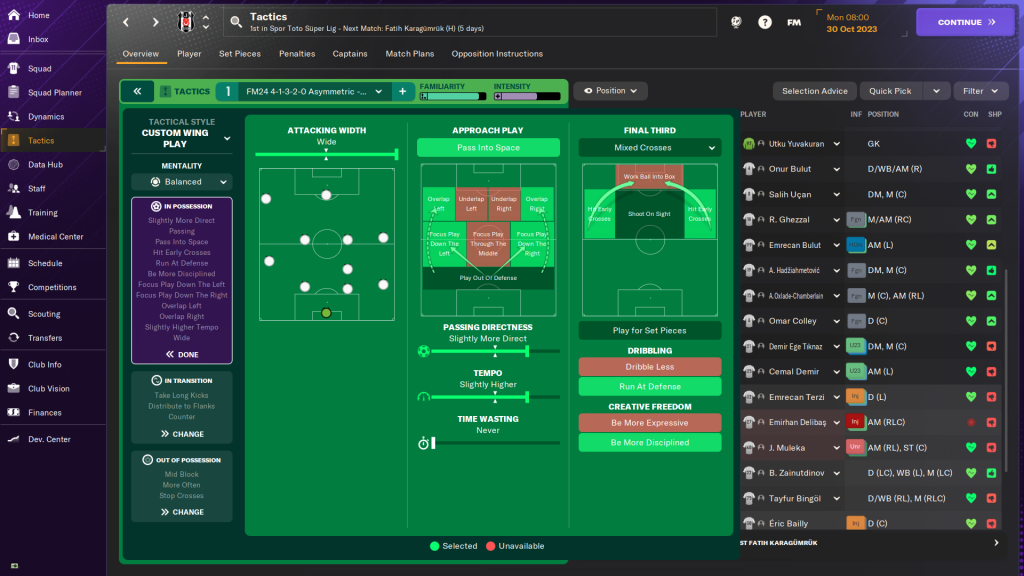FM24 4-1-3-2-0 Asymmetric Custom Wing Play Tactic with Besiktas ...